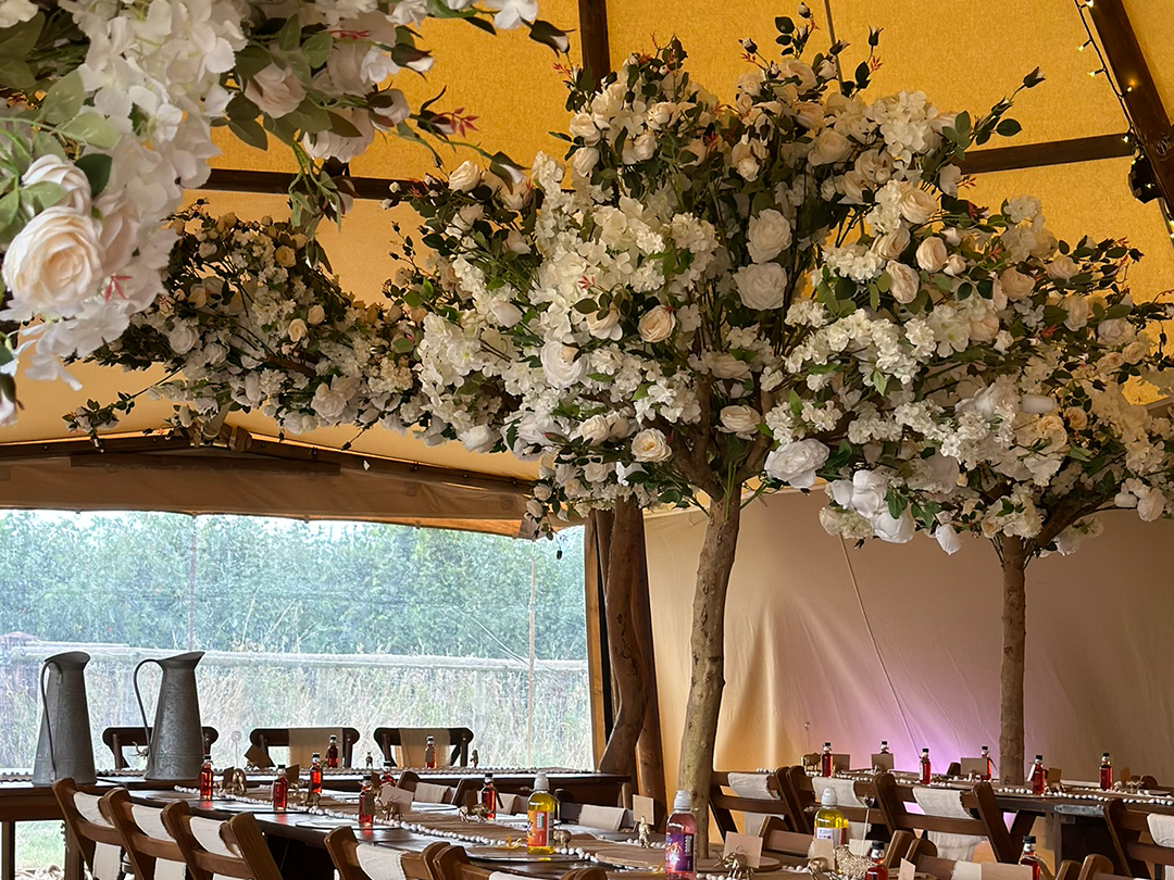 Ivory & Peach Rose Blossom Table Trees - Light Up Love